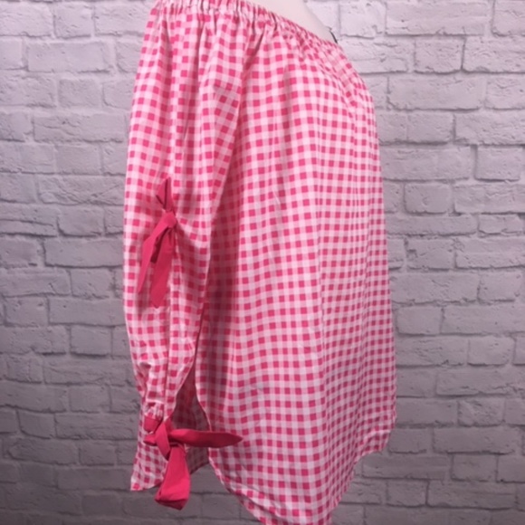 XOXO | Tops | Xoxo Off Shoulder Raspberry Gingham Checked Top Xl | Poshmark